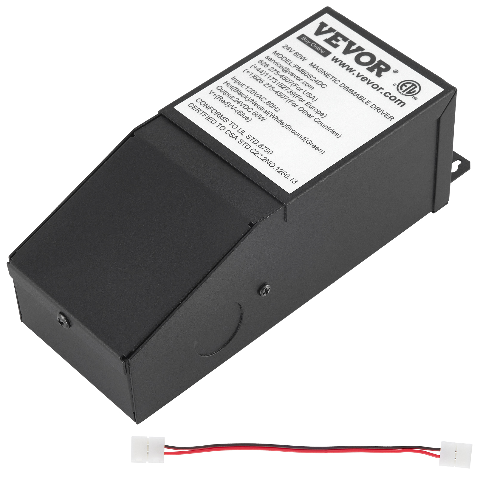 VEVOR Dimmable LED Driver, 24V 60W Magnetic Power Supply, 120V AC - 24V ...