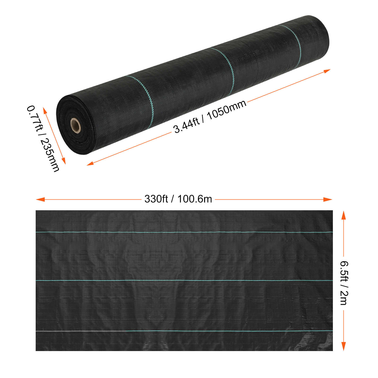 VEVOR Weed Barrier Landscape Fabric, 6.5330FT Heavy Duty Garden Weed ...