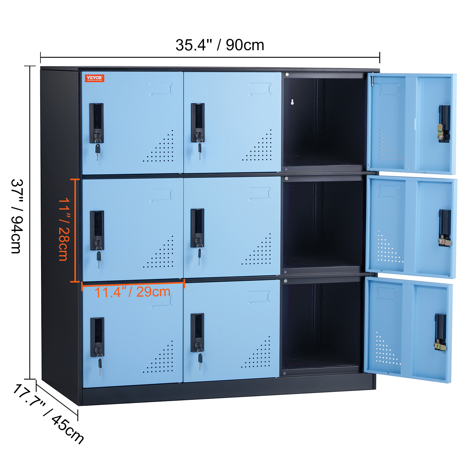 VEVOR Metal Locker for Employees, 9 Doors Storage Cabinet with Card ...