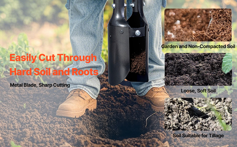 Post Hole Digger with Carbon Steel Handle Scale Marks 57.5" Manual Hole ...