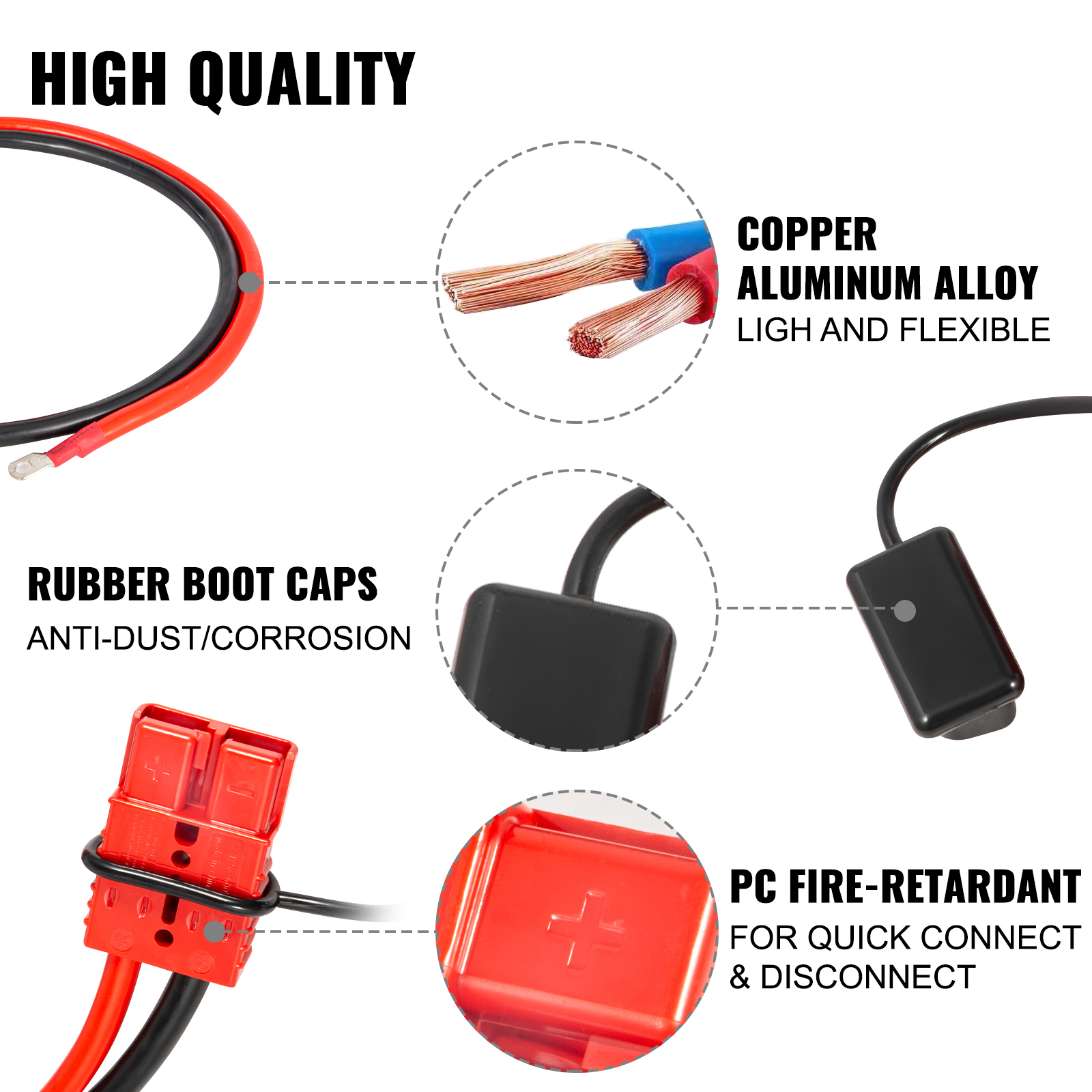 VEVOR Winch Wiring Kit 2 Gauge 32 FT Winch Quick Connect Power Cable ...