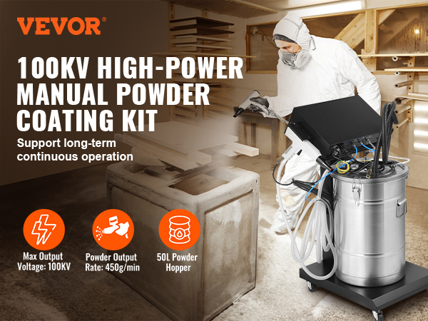 VEVOR Powder Coating System, 50 W 100KV Electrostatic Output Powder ...