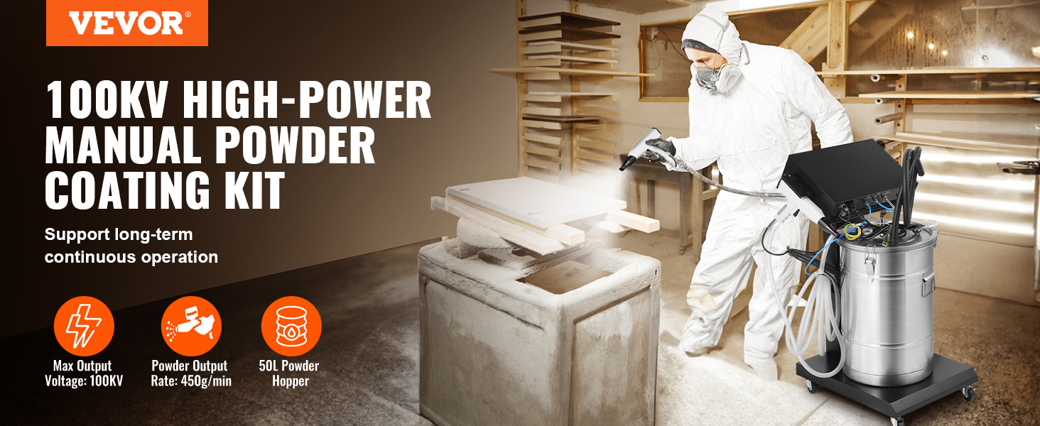 VEVOR Powder Coating System, 50 W 100KV Electrostatic Output Powder ...