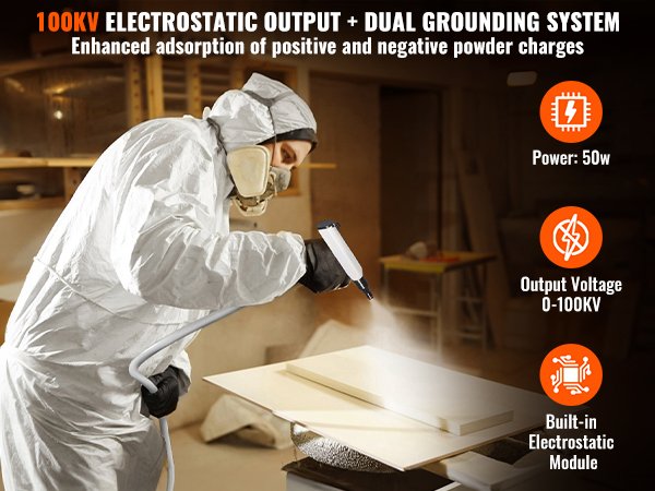 VEVOR Powder Coating System, 50 W 100KV Electrostatic Output Powder ...