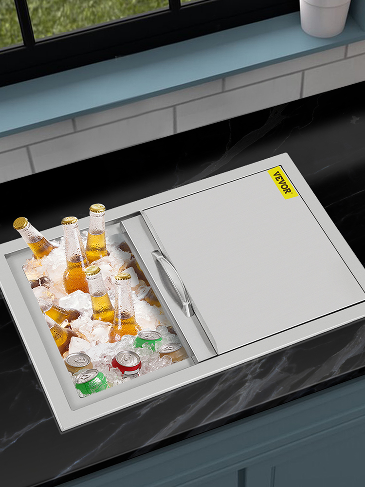 18”x12” Bbq Island Stainless Steel Drop In Ice Chest/cooler Bin W/drain ...