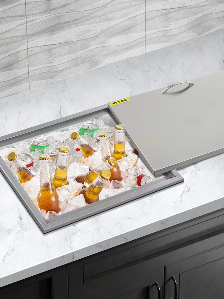 22”x17” Outdoor Kitchen Drop-in Ice Chest Basin Insulated Wall Cooler ...