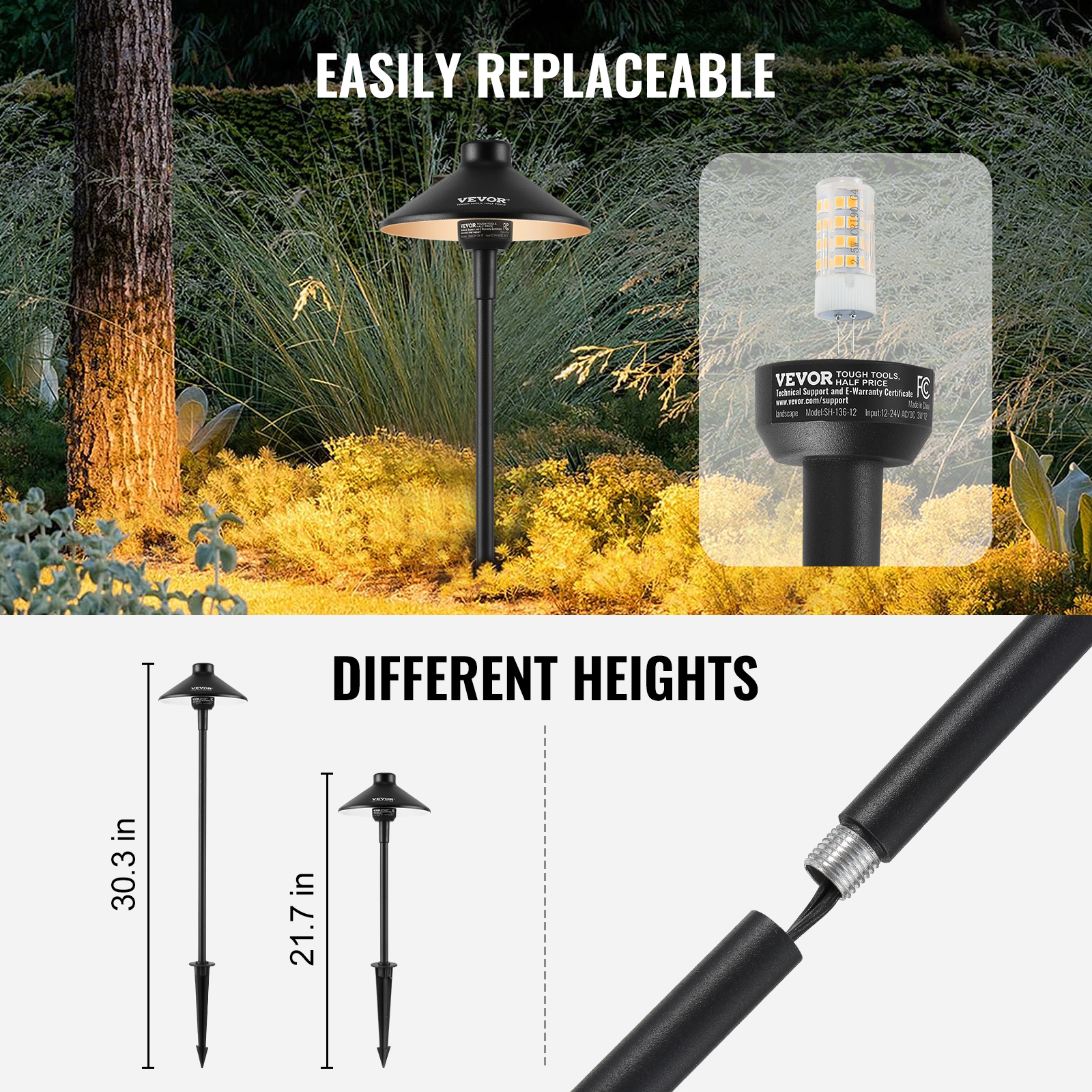 VEVOR 8/12PCS Low Voltage Landscape Path Lights 12-24V Outdoor LED ...