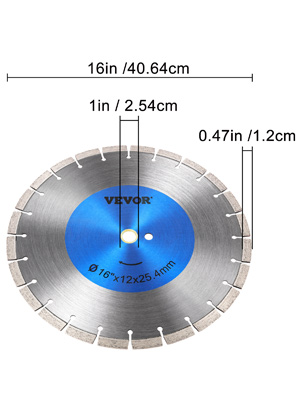 VEVOR Diamond Blade 16" Concrete Saw Blade Wet or Dry Segmented Cutting ...
