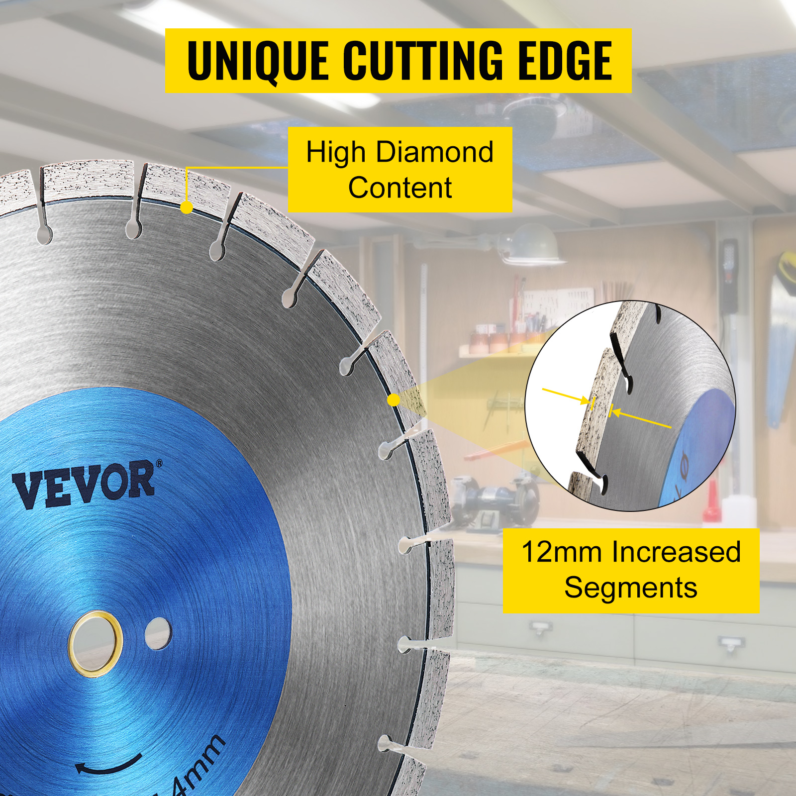 VEVOR Diamond Blade 16" Concrete Saw Blade Wet or Dry Segmented Cutting ...