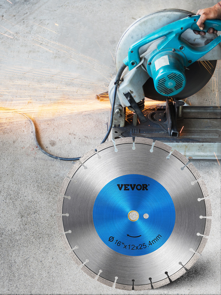 VEVOR Diamond Blade 16" Concrete Saw Blade Wet or Dry Segmented Cutting ...