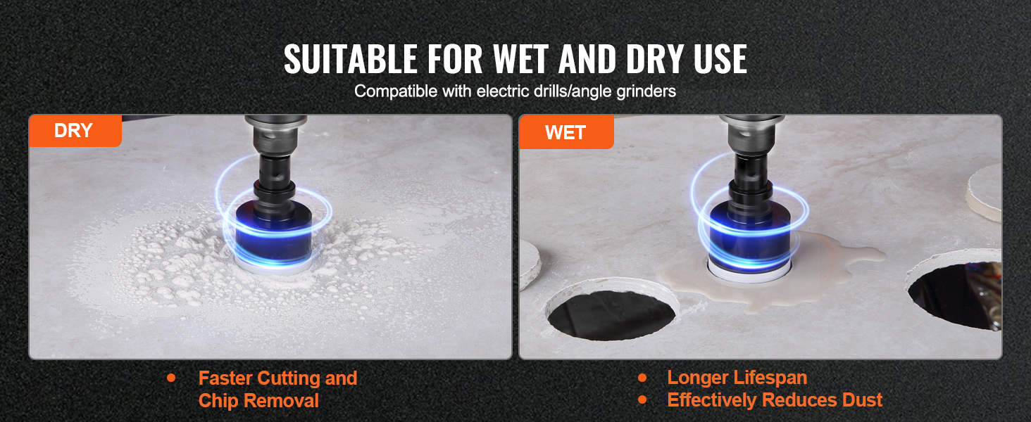 VEVOR VEVOR Diamond Core Drill Bit Set, 11 PCS 6/8/10/20/25/28/32/35/45 ...