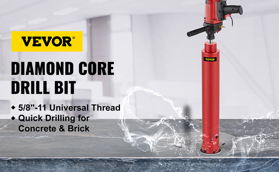 VEVOR Diamond Core Drill, 2.5"/63mm Diameter Core Drill Bit, 14"/355mm ...
