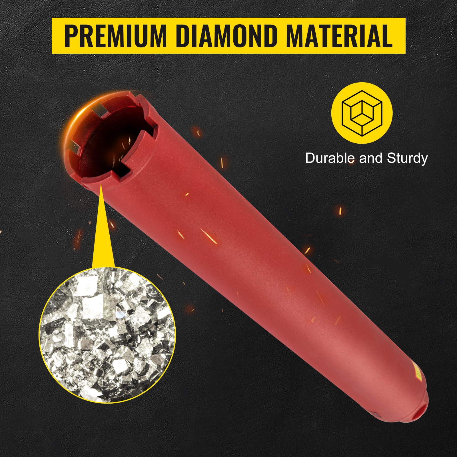 VEVOR Diamond Core Drill, 2.5"/63mm Diameter Core Drill Bit, 14"/355mm ...