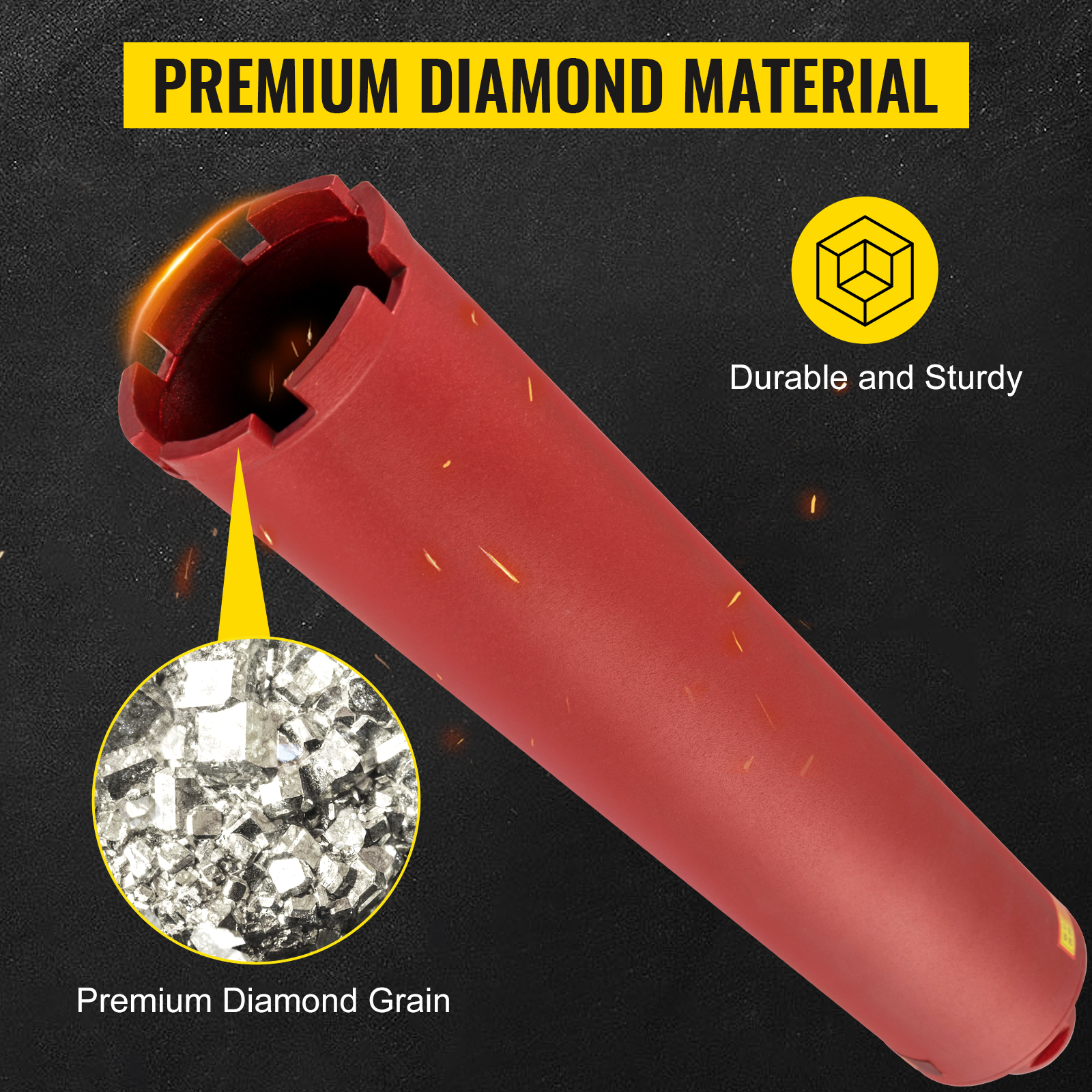 VEVOR Diamond Core Drill, 3"/ 76 mm Diameter Core Drill Bit, 14"/ 355 ...