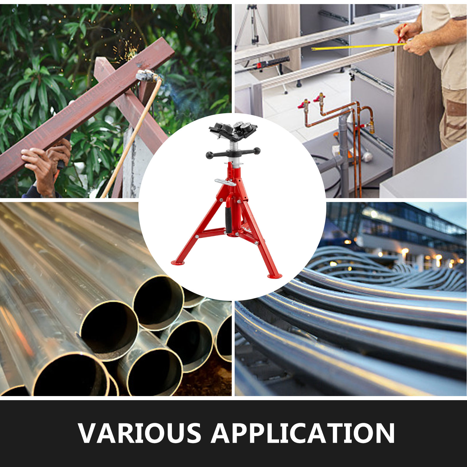 VEVOR Pipe Jack Stand 94cm 1107c Stable 4-ball Transfer V-head 2 Tons ...