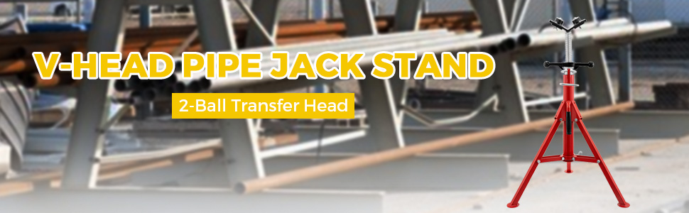 VEVOR Pipe Jack Stand with 2-Ball Transfer V-Head 6mm Thickness and ...