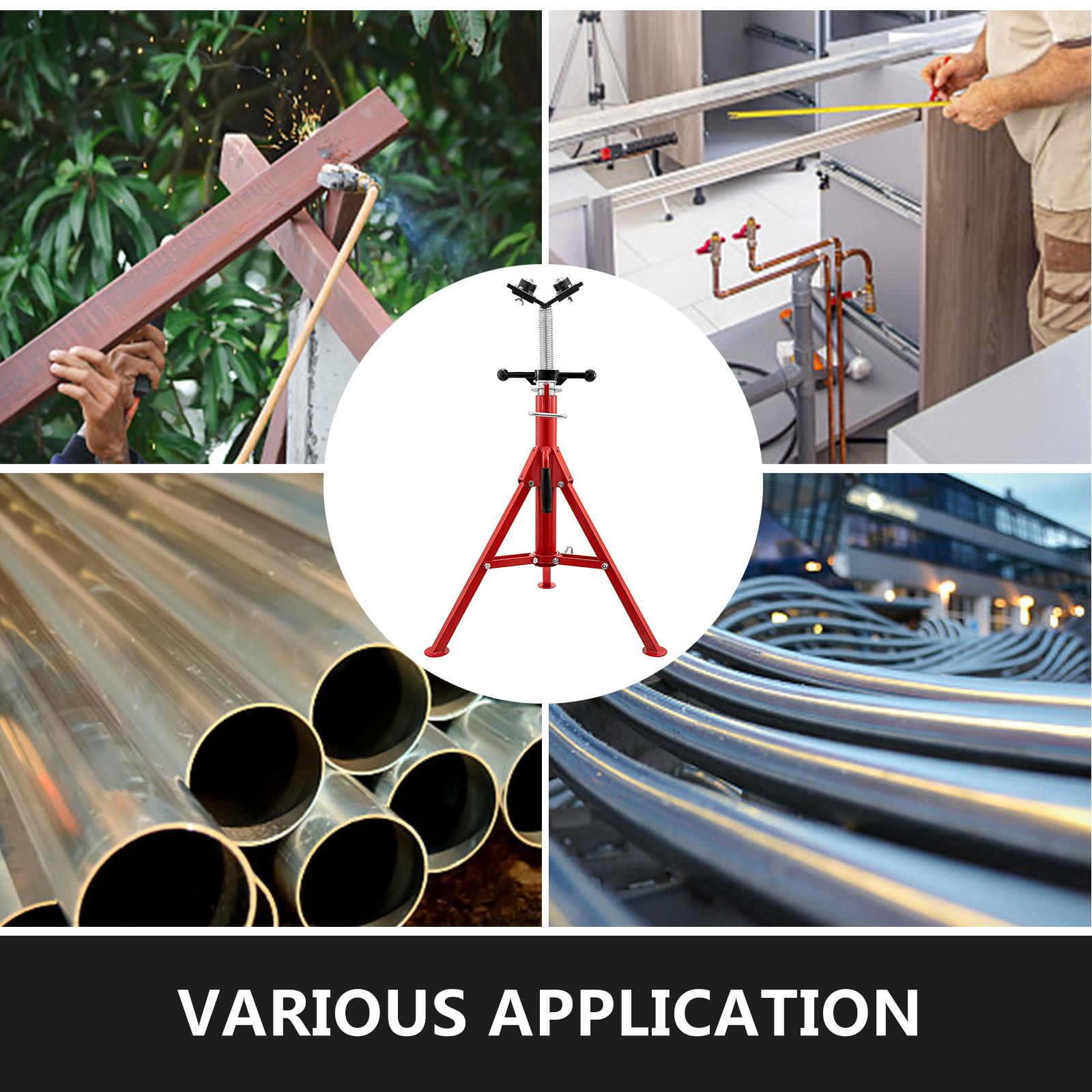 VEVOR Pipe Jack Stand with 2-Ball Transfer V-Head 6mm Thickness and ...