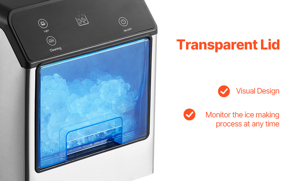 Countertop Nugget Ice Maker 33Lbs/24H Self-Cleaning with Scoop Home ...