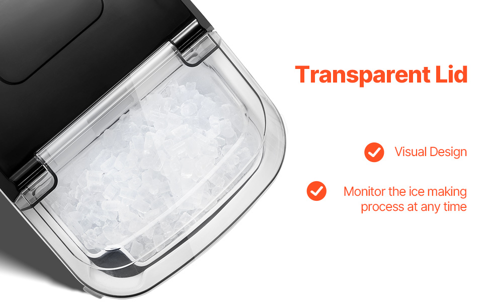 Countertop Nugget Ice Maker 33Lbs/24H Self-Cleaning with Scoop Basket ...