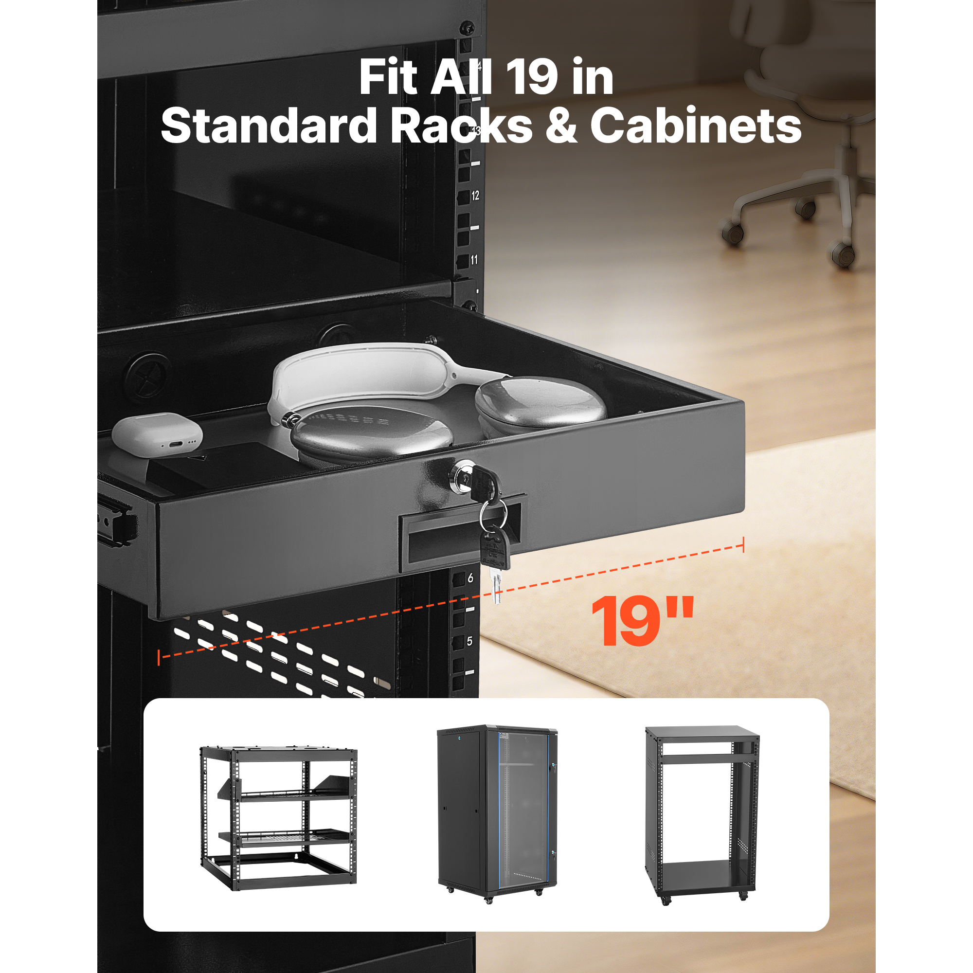 Mophorn 2U Rack Mount Drawer, 50 lbs Load Capacity, Lockable Server ...