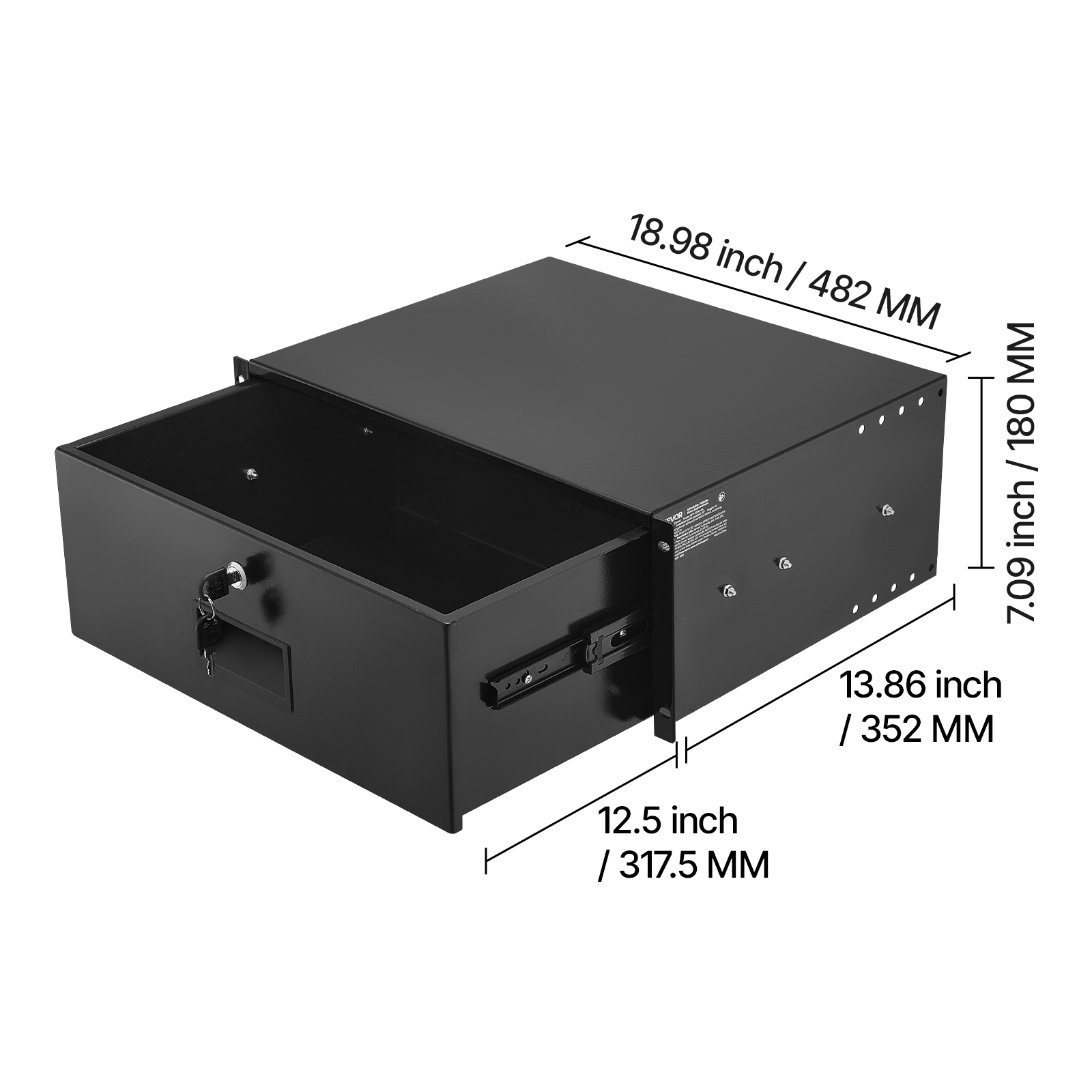 VEVOR 4U Rack Mount Drawer, 50 lbs Max Load-Bearing, Lockable Server ...