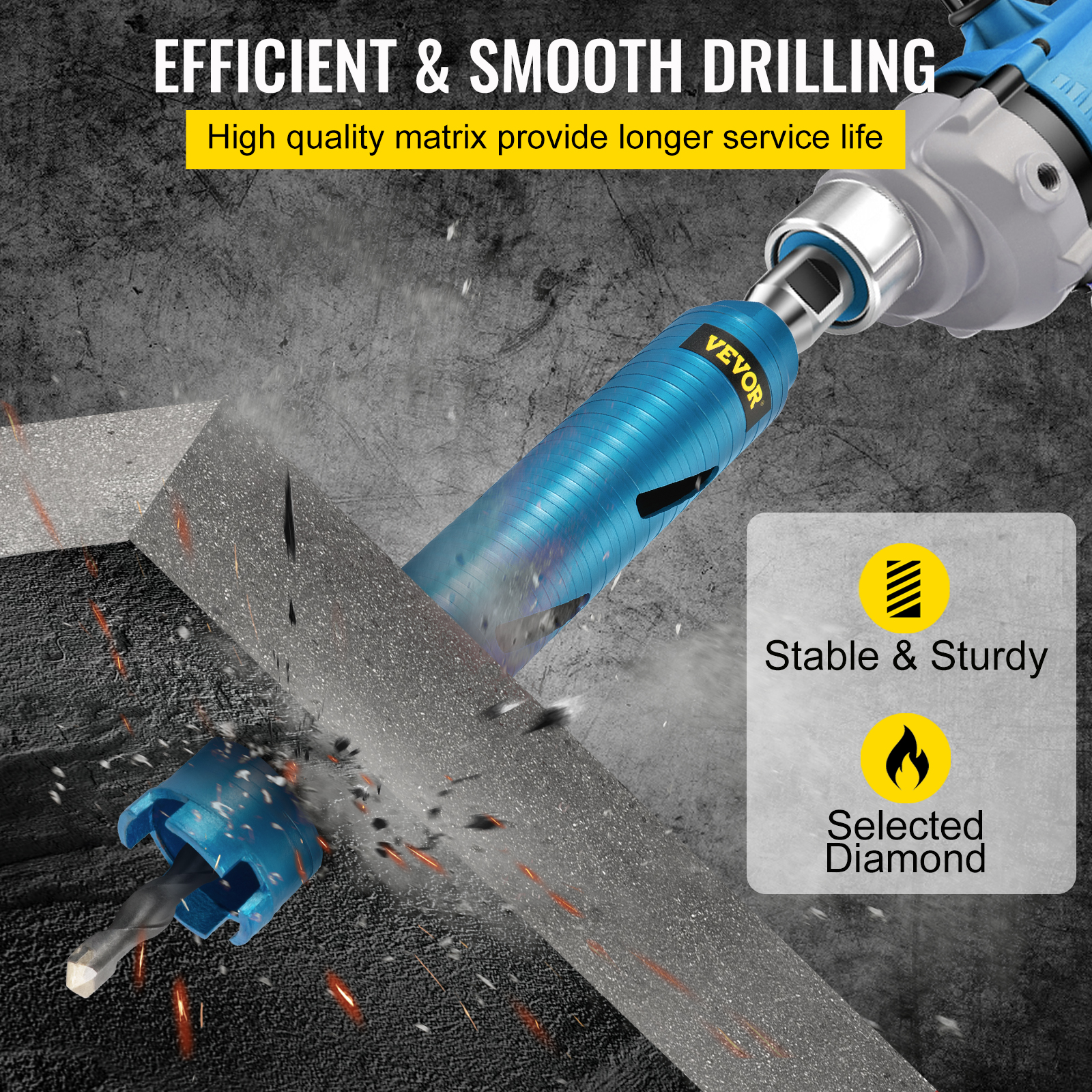 VEVOR Core Drill Diamond Dry Coring Bit 4.25/4/3.5/3" with Pilot Bit ...