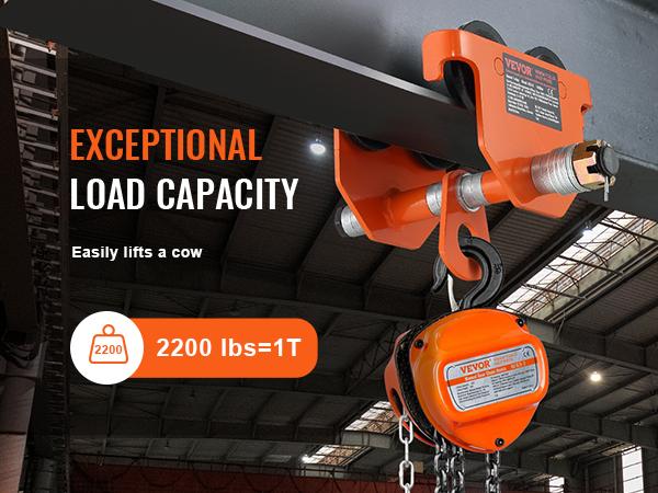 VEVOR Manual Trolley, 2200 lbs/1 Ton Load Capacity, Push Beam Trolley ...