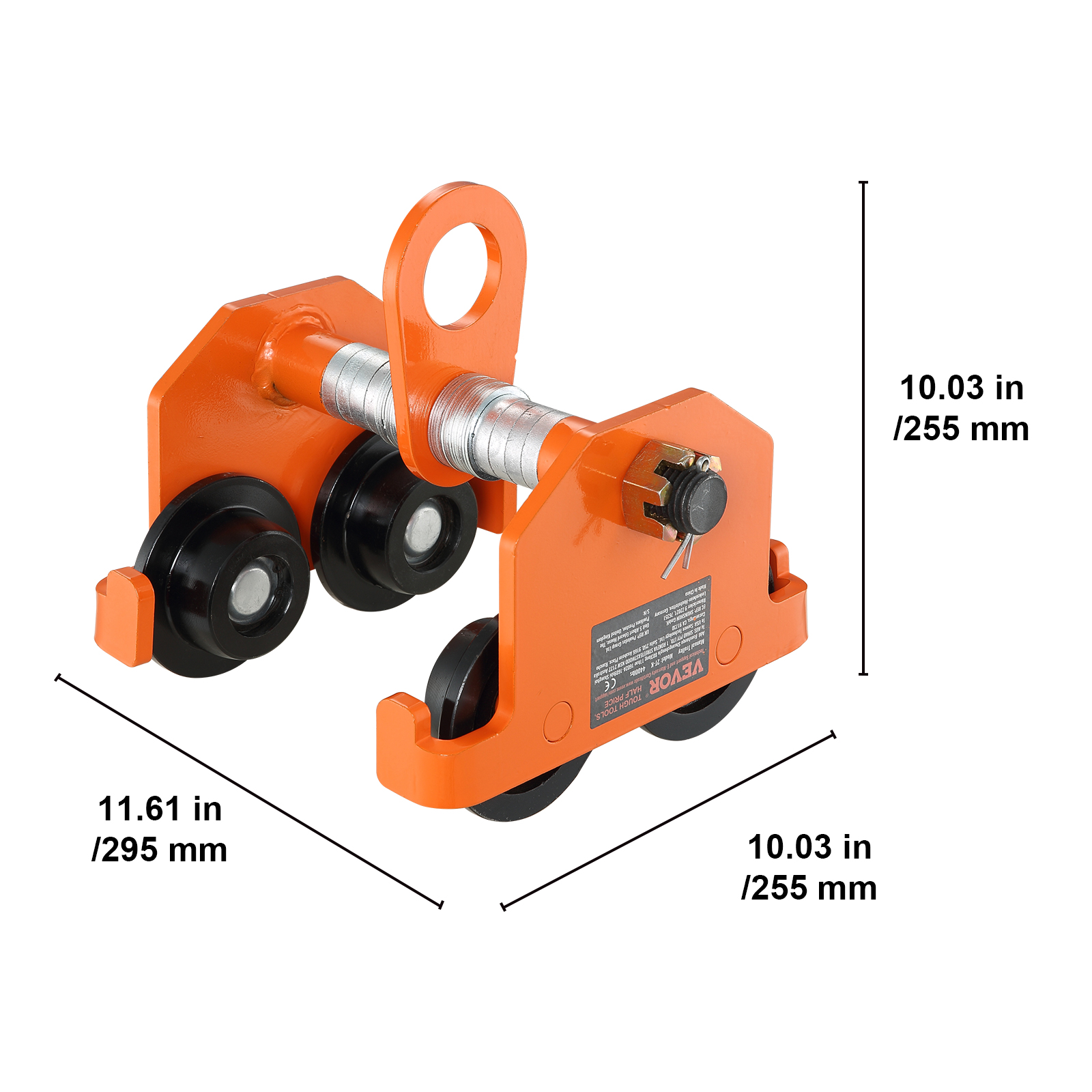 VEVOR Manual Trolley, 4400 lbs/2 Ton Load Capacity, Push Beam Trolley ...