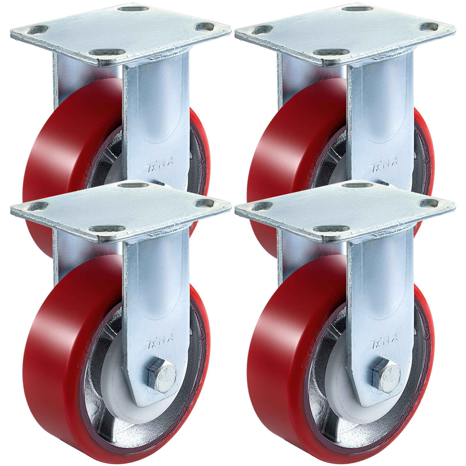 4pack 5'' Pu Rigid Casters 800lbs Capacity Rigid For Furniture Dolly ...