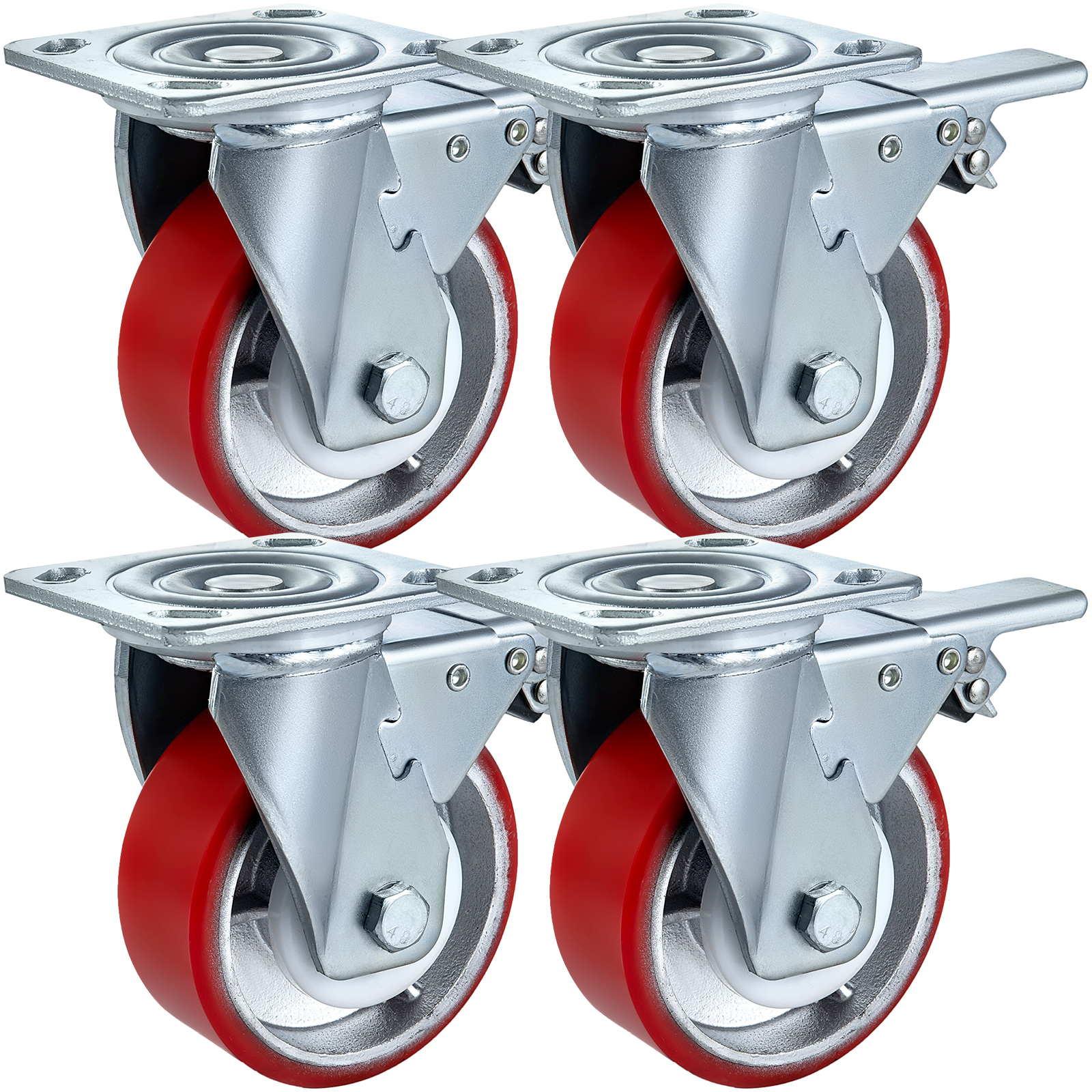 VEVOR 4 Pack Caster Wheels 5 x 2 Inch with Dual Locking Polyurethane ...