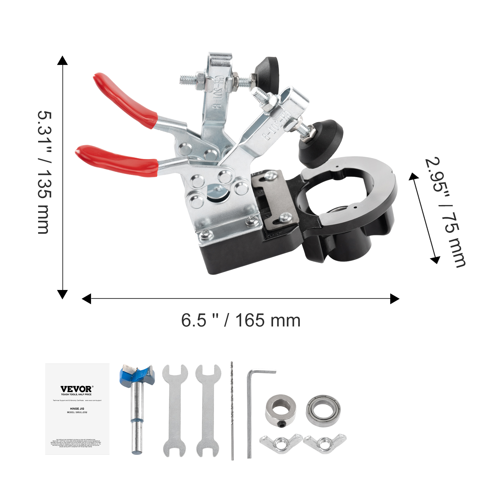 VEVOR 35 mm Concealed Door Hinge Jig, Aluminum Alloy Cabinet Hinge Jig, Accurate Locking Dual ...