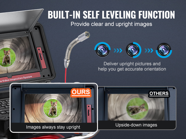 VEVOR Sewer Camera 328 ft/100m Self-Leveling Drain Camera with 10.1 ...