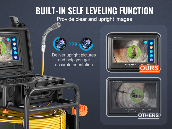 VEVOR Sewer Camera 230 ft/70m Self-Leveling Drain Camera with 512Hz ...