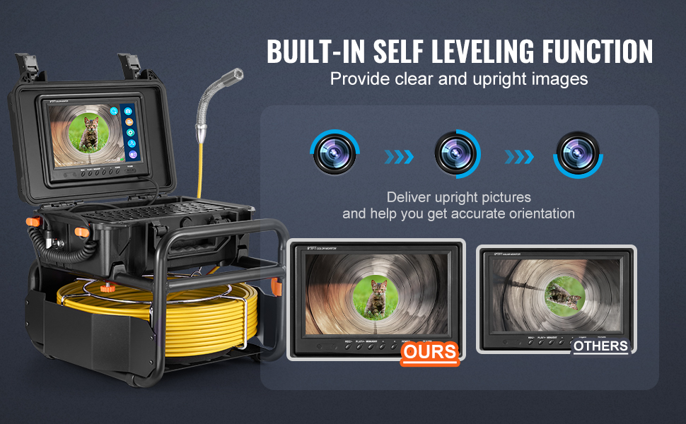 VEVOR Sewer Camera 230 ft/70m Self-Leveling Drain Camera with 512Hz ...