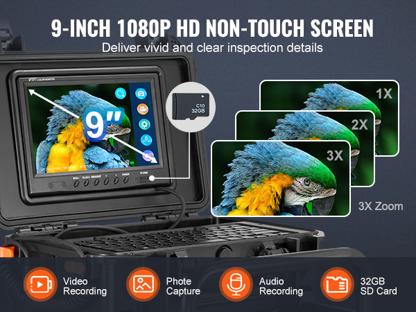 VEVOR Sewer Camera 230 ft/70m Self-Leveling Drain Camera with 512Hz ...