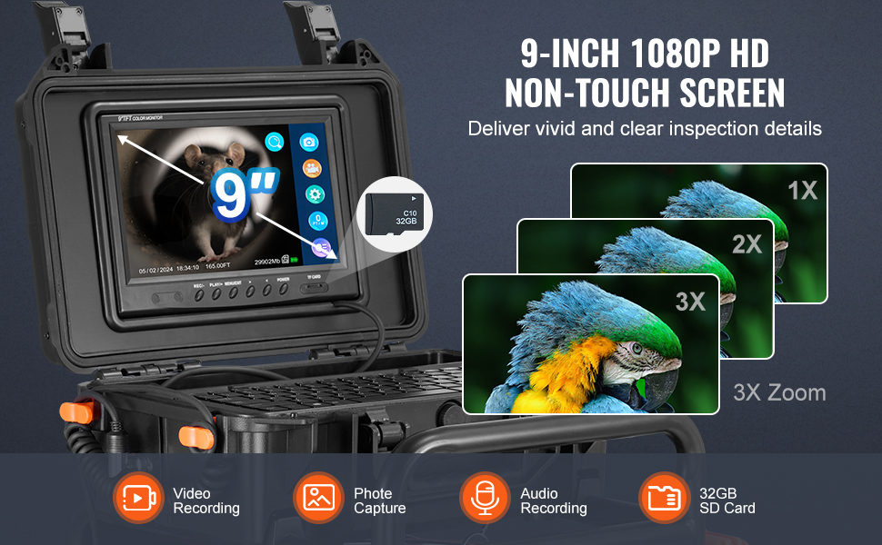 Sewer Camera 230 ft/70m Self-Leveling Drain Camera with 512Hz ...