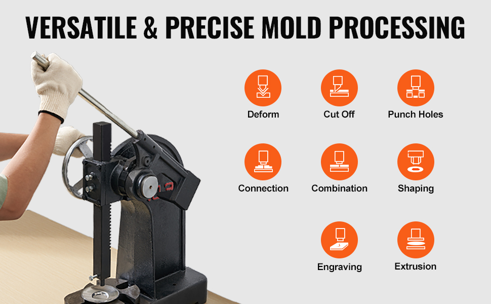 VEVOR Arbor Press, 3 Ton Ratchet Type Arbor Press, Ratchet Leverage ...