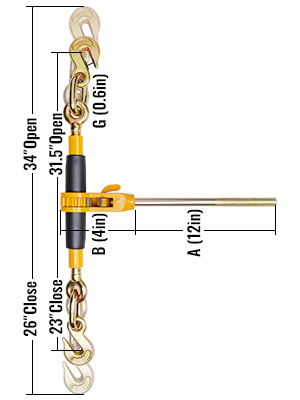 VEVOR Ratchet Chain Binder, 3/8"-1/2" Heavy Duty Load Binders, with G80 ...