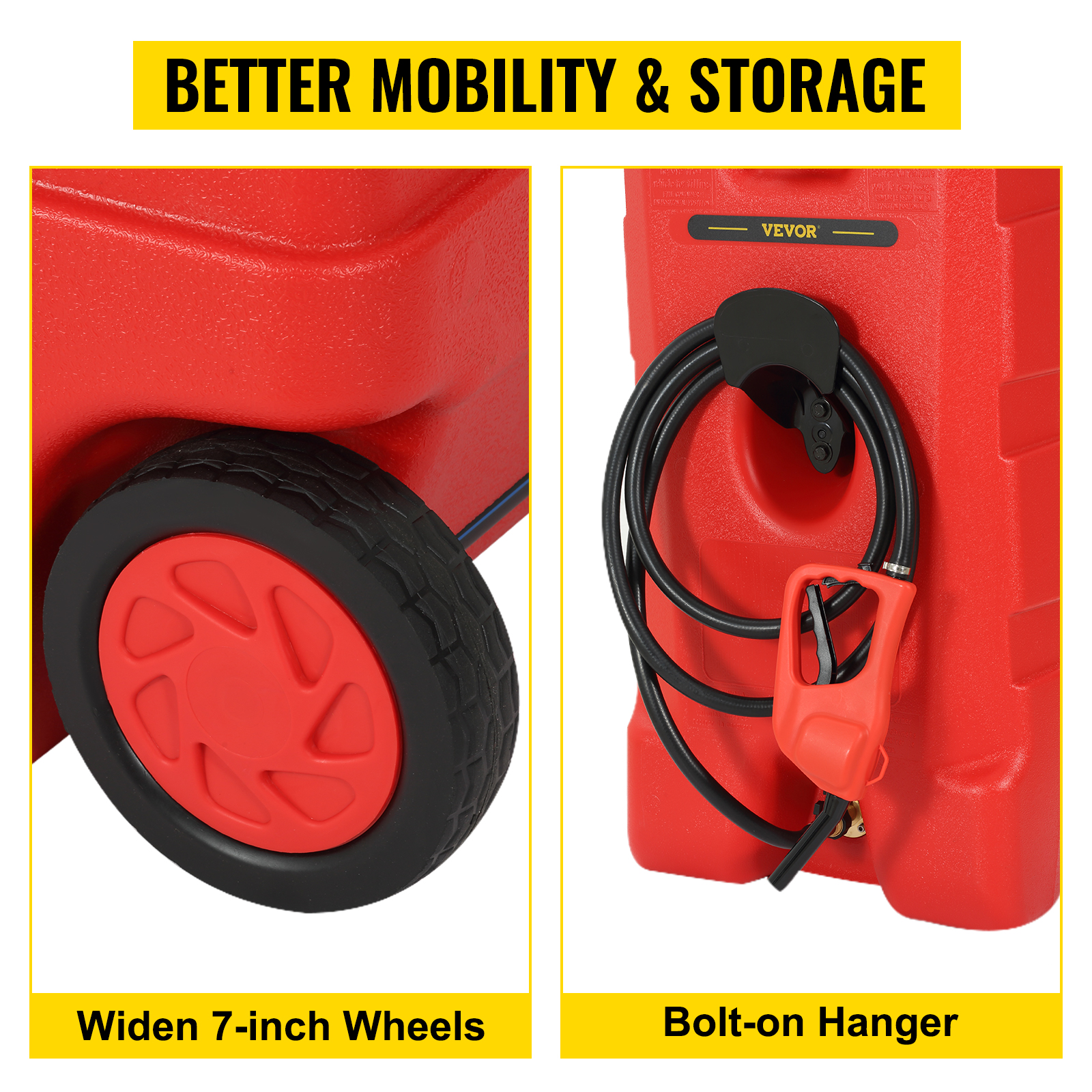 VEVOR Fuel Caddy, 25 Gallon, Gas Storage Tank on-Wheels, with Siphon ...