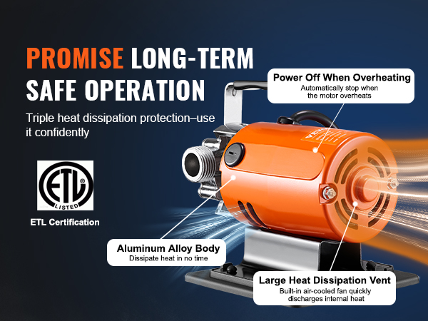 VEVOR Water Transfer Pump, 120V AC 360 GPH 1/10 HP, Portable Electric ...