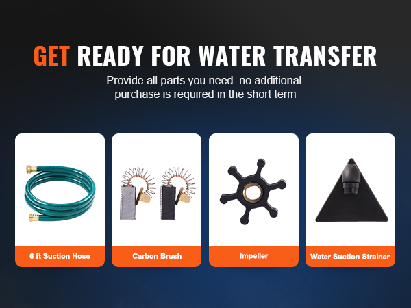 VEVOR Water Transfer Pump, 120V AC 360 GPH 1/10 HP, Portable Electric ...