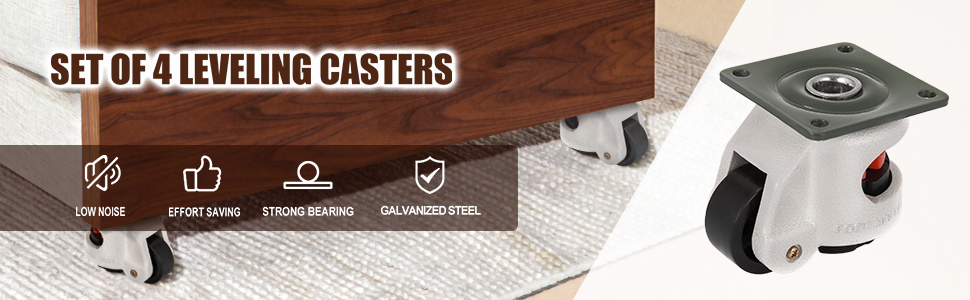 VEVOR Heavy Duty Leveling Casters, Leveling Casters Stem, Set of 4, 1. ...