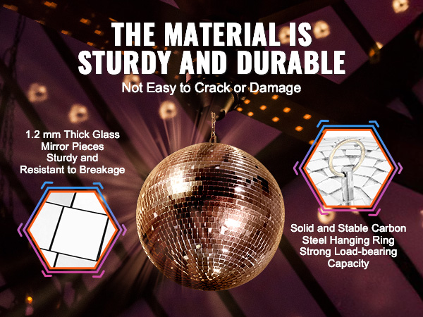 Mirror Disco Ball 12 Inch Silver Party Disco Ball with Hanging Ring ...