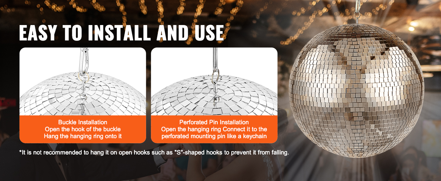 Mirror Disco Ball 12 Inch Silver Party Disco Ball with Hanging Ring ...