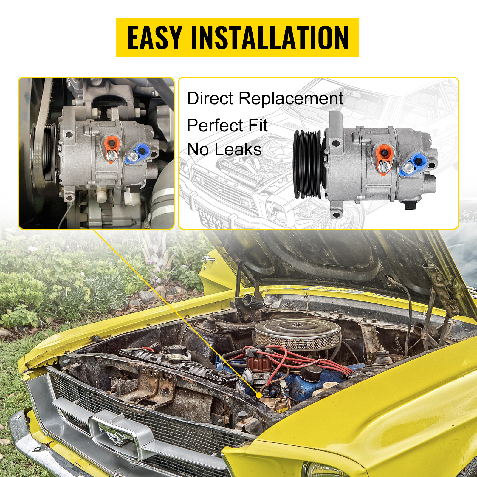 AC A/C Compressor for 07-18 Jeep Compass, 07-09 Patriot, 07-18 Dodge ...