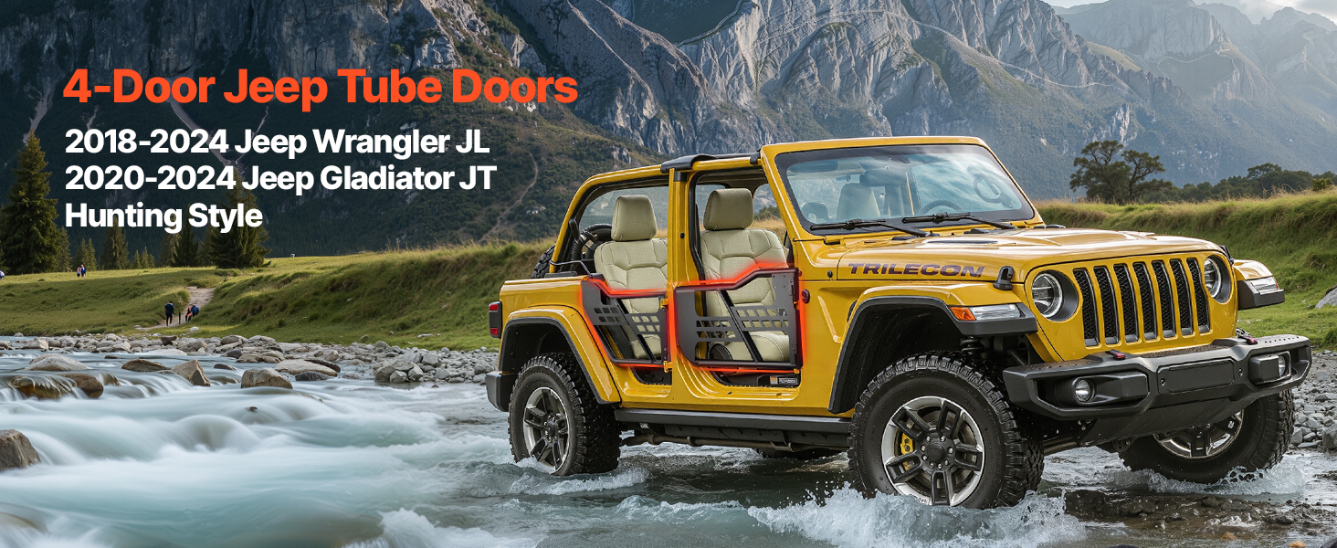 4-Door Jeep Tube Doors Jeep Tubular Door for 2018-2024 Jeep Wrangler JL ...