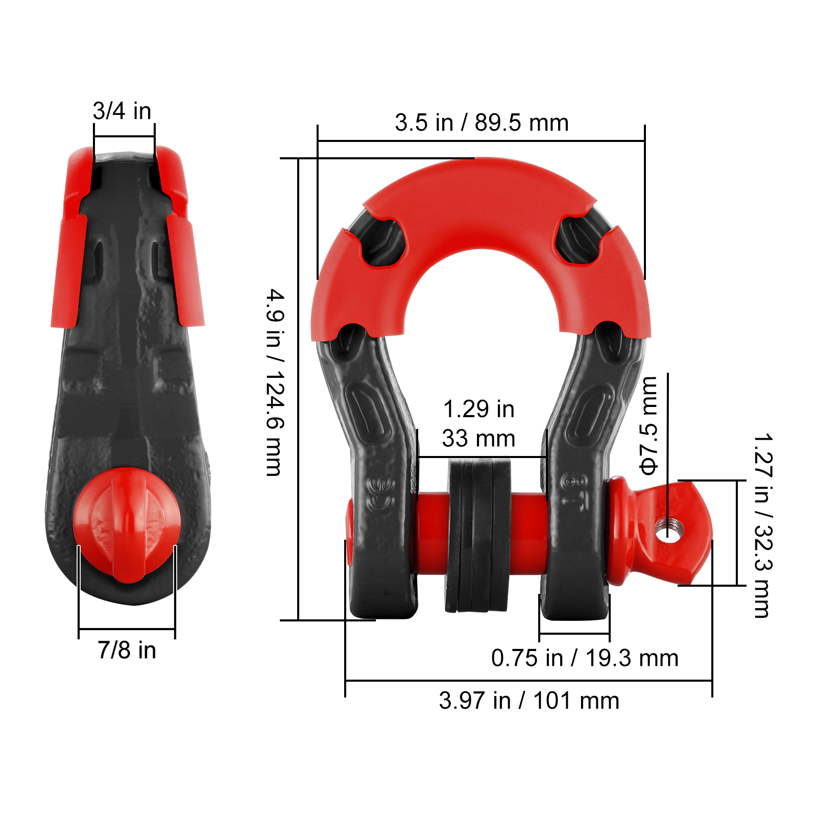 VEVOR 3/4" D-Ring Shackle, 2 Pack Alloy Steel Shackles 66139 lbs (30 ...