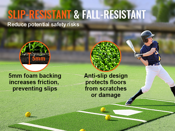 VEVOR Baseball Softball Hitting Batting Mat, 10' x 3.8' Indoor/Outdoor ...