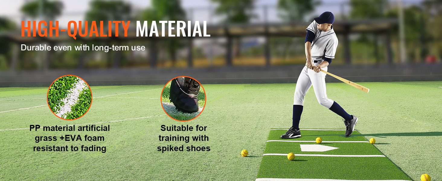 VEVOR Baseball Softball Hitting Batting Mat, 10' x 3.8' Indoor/Outdoor ...