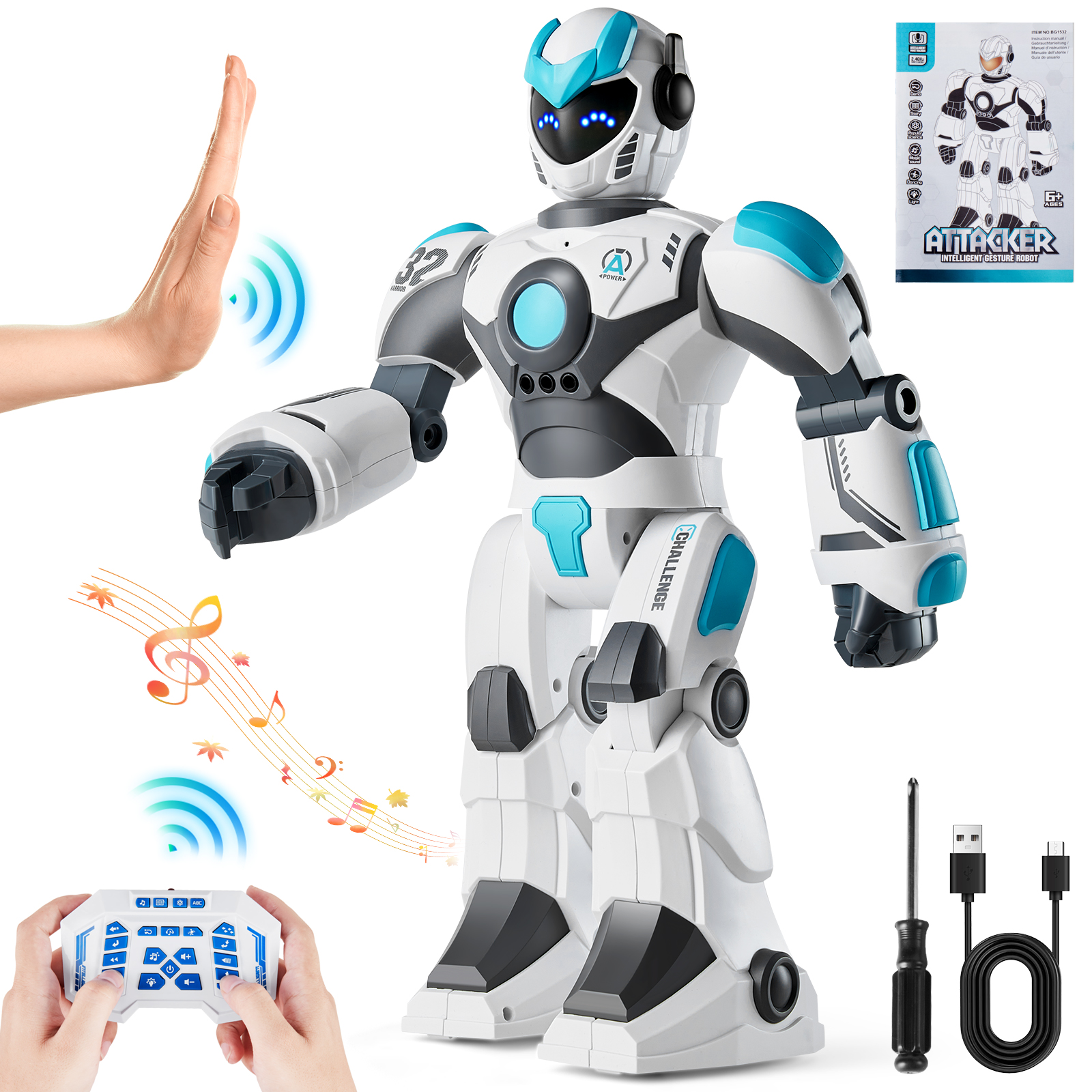 VEVOR RC Robot Toy for Kids Talking Dancing Gesture Voice APP RC ...